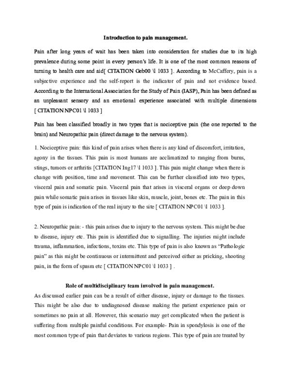 (DOC) Introduction to pain management