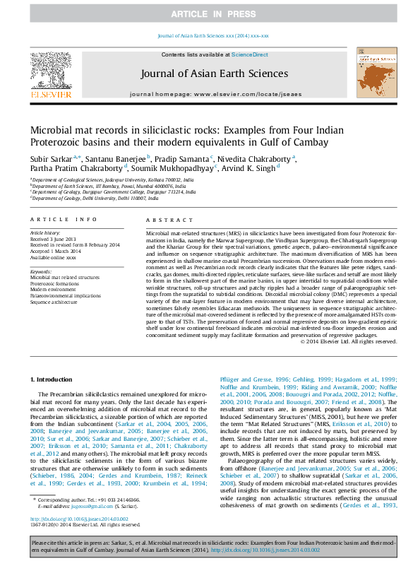 (PDF) Microbial mat records in siliciclastic rocks: Examples from Four ...
