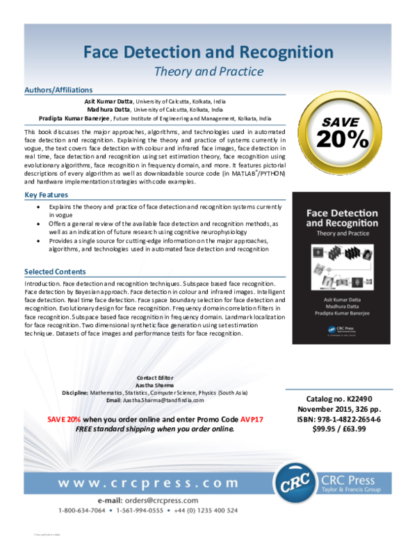 Pdf Face Detection And Recognition Theory And Practice Henry Tran