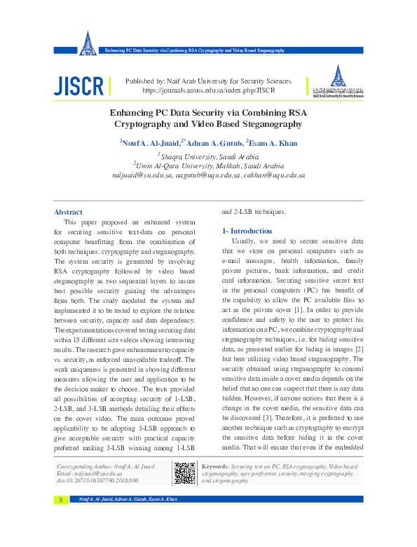 Pdf Enhancing Pc Data Security Via Combining Rsa Cryptography And