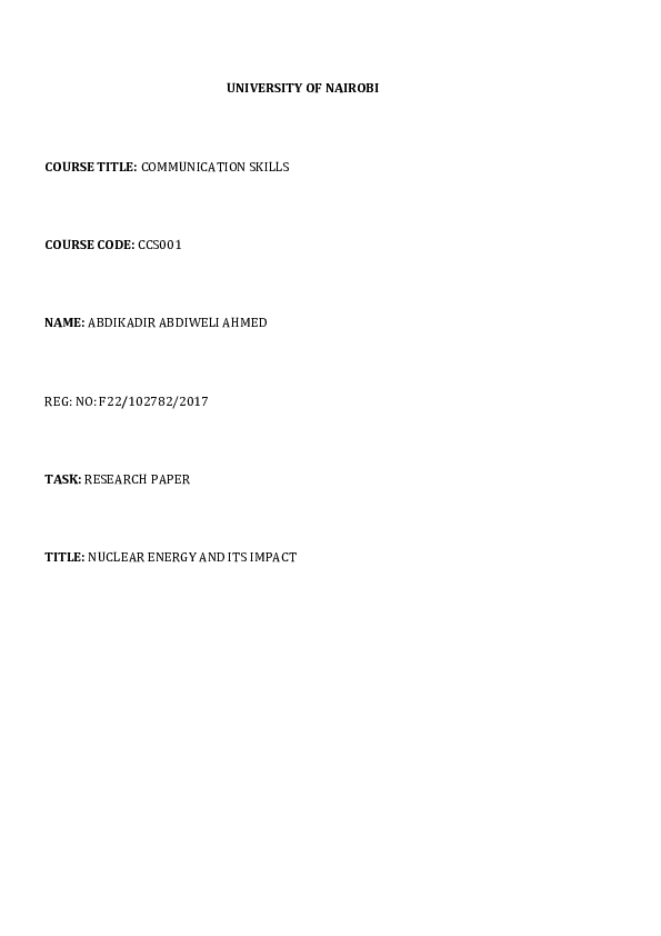 (DOC) UNIVERSITY OF NAIROBI COURSE TITLE: COMMUNICATION SKILLS