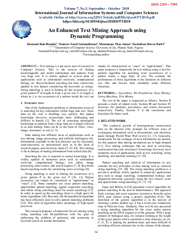 (PDF) An Enhanced Text Mining Approach using Dynamic Programming