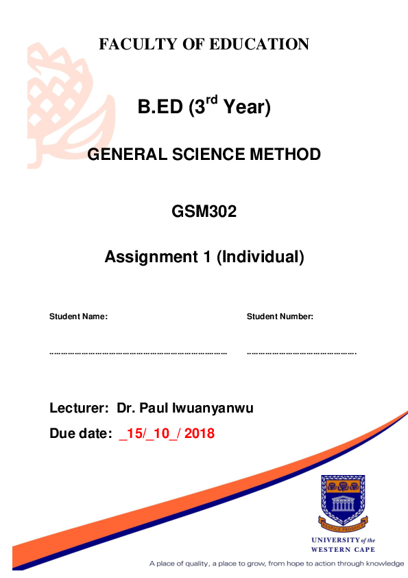 (PDF) FACULTY OF EDUCATION B.ED (3 rd Year) GENERAL SCIENCE METHOD ...