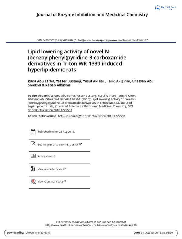 (PDF) Lipid lowering activity of novel N- (benzoylphenyl)pyridine-3 ...