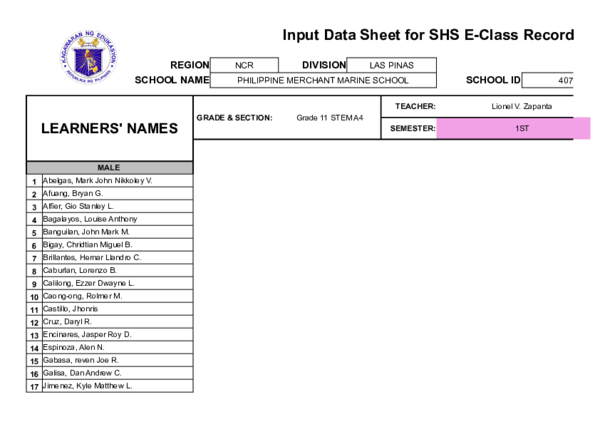 (XLS) GRADE 11 STEM A4