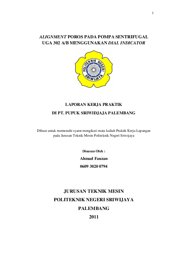 (DOC) ALIGNMENT POROS PADA POMPA SENTRIFUGAL UGA 302 A/B MENGGUNAKAN ...