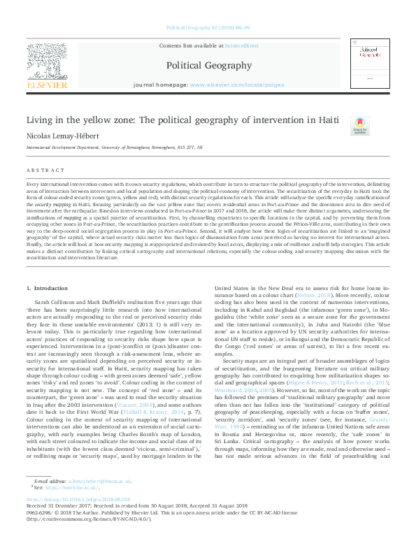 (PDF) Living in the yellow zone: The political geography of ...