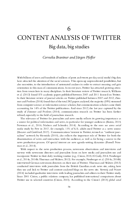 (PDF) Content analysis of Twitter: big data, big studies