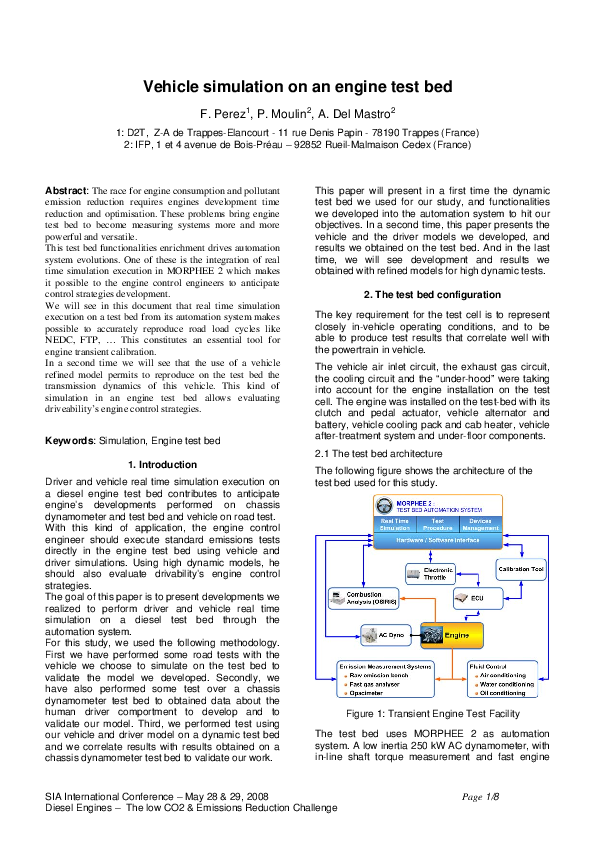 (PDF) Vehicle simulation on an engine test bed