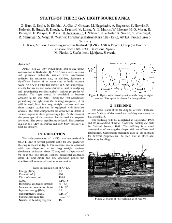 (PDF) Status of the 2.5 GeV light source ANKA | Francisco Maciá Pérez ...