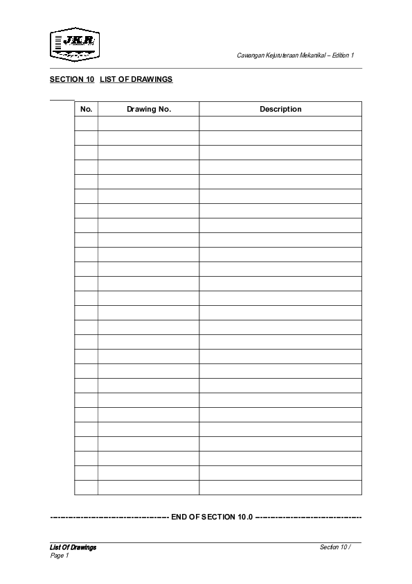 (DOC) SECTION 10 LIST OF DRAWINGS | kejuruteraan perima - Academia.edu