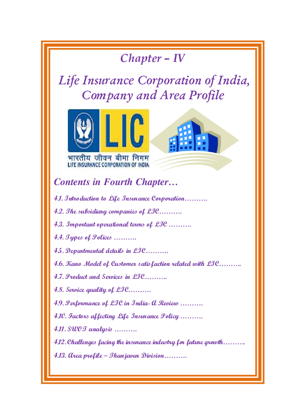 (PDF) Life Insurance Corporation of India, Company and Area Profile