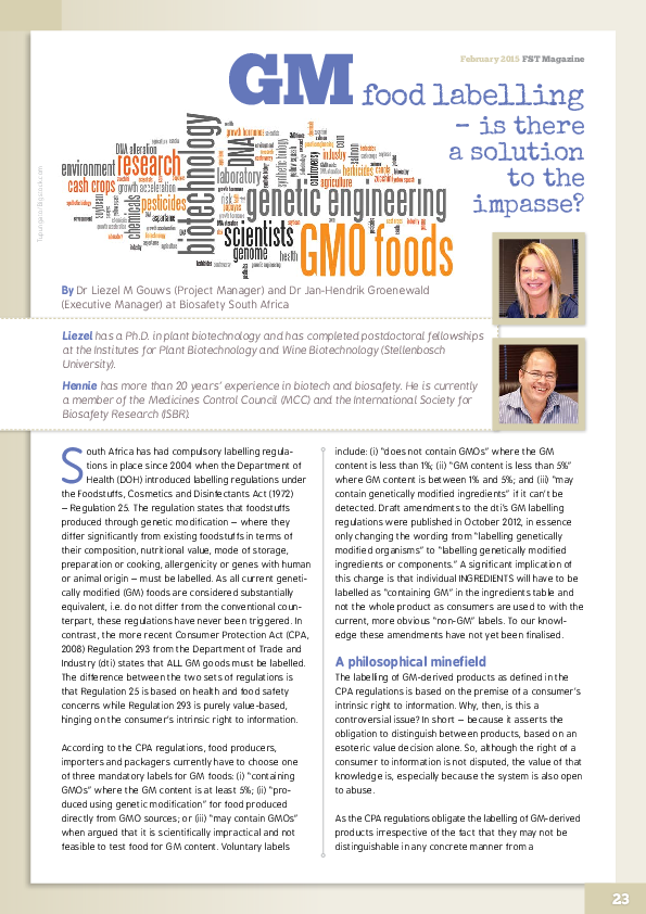 (PDF) GM food labelling – is there a solution to the impasse?