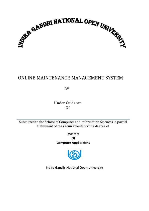 (DOC) ONLINE MAINTENANCE MANAGEMENT SYSTEM