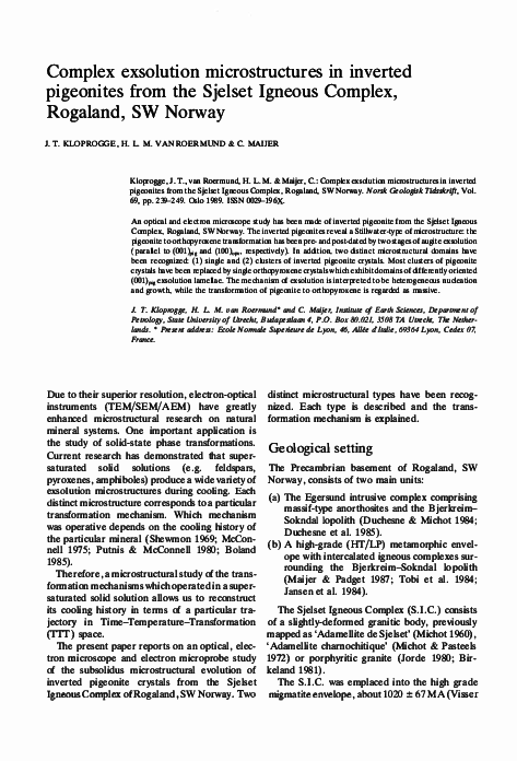 (PDF) Complex exsolution microstructures in inverted pigeonites from ...