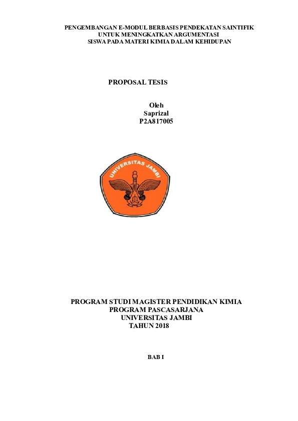 (DOC) PENGEMBANGAN E-MODUL BERBASIS PENDEKATAN SAINTIFIK UNTUK MENINGKATKAN ARGUMENTASI SISWA ...