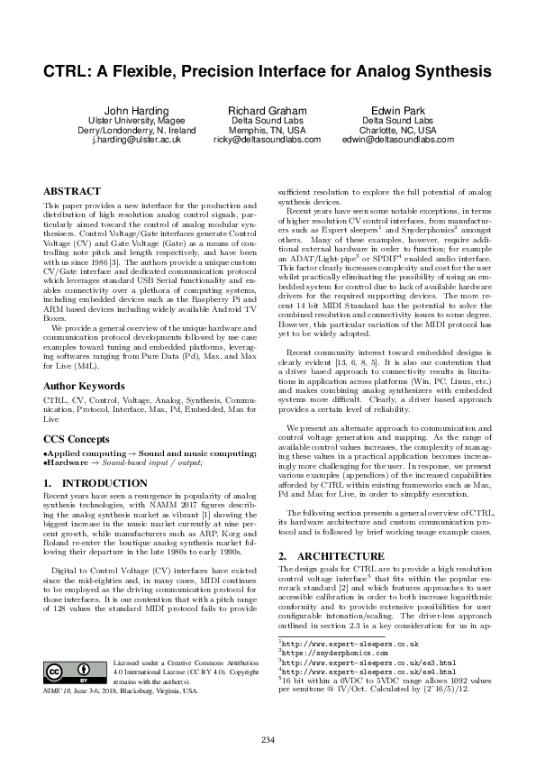 (PDF) CTRL: A Flexible, Precision Interface for Analog Synthesis