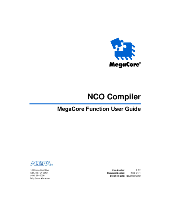Pdf Megacore Function User Guide Nco Compiler