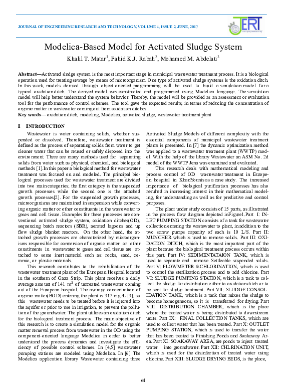 (PDF) Modelica-Based Model for Activated Sludge System