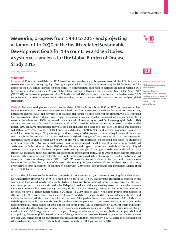 (PDF) Global Health Metrics Measuring progress from 1990 to 2017 and ...