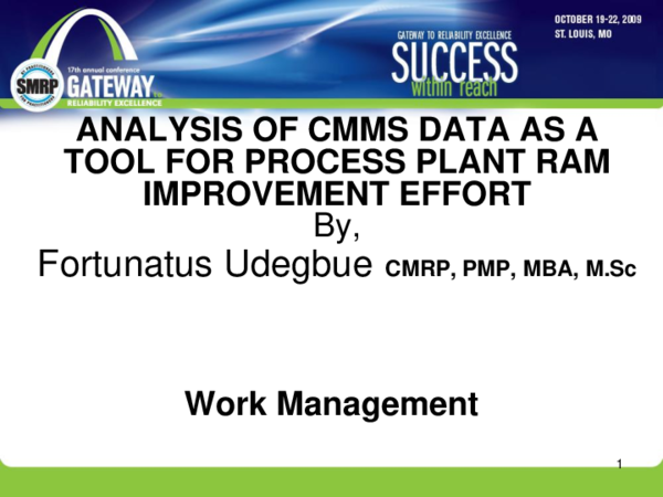 (PPT) Analysis of CMMS Data as tool for process plant improvement-