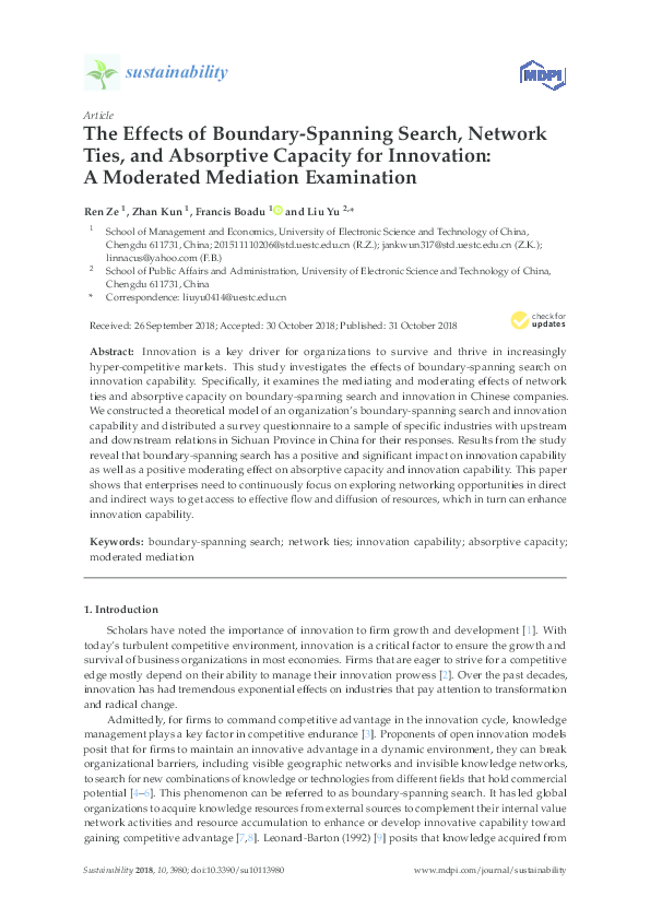 (PDF) The Effects of Boundary-Spanning Search, Network Ties, and Absorptive Capacity for ...