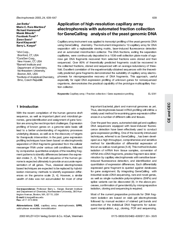 (PDF) Application of high-resolution capillary array electrophoresis ...
