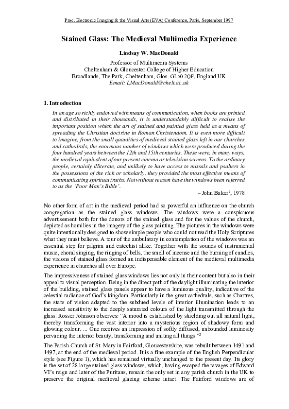 (PDF) Stained glass: the medieval multimedia experience