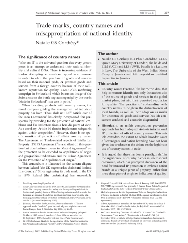 PDF Trade Marks Country Names And Misappropriation Of National pdf-trade-marks-country-names-and-misappropriation-of-national