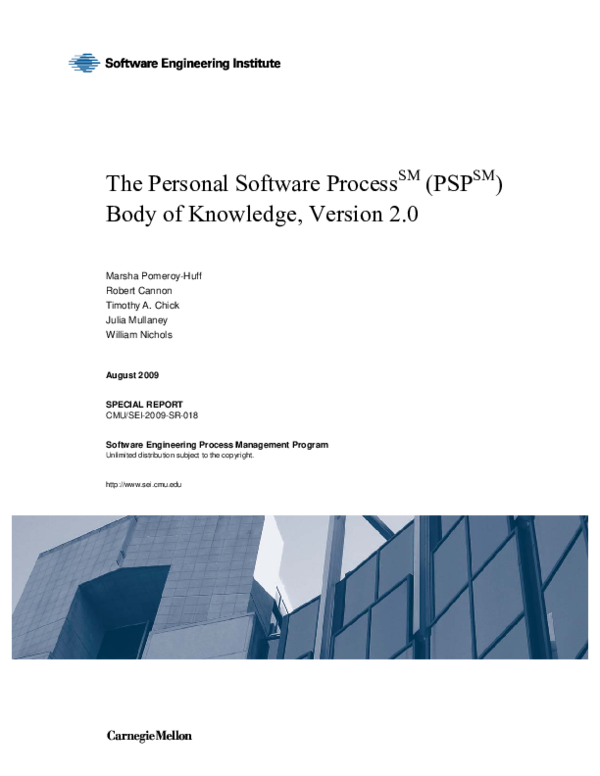 (PDF) The Personal Software Process SM (PSP SM ) Body of Knowledge ...