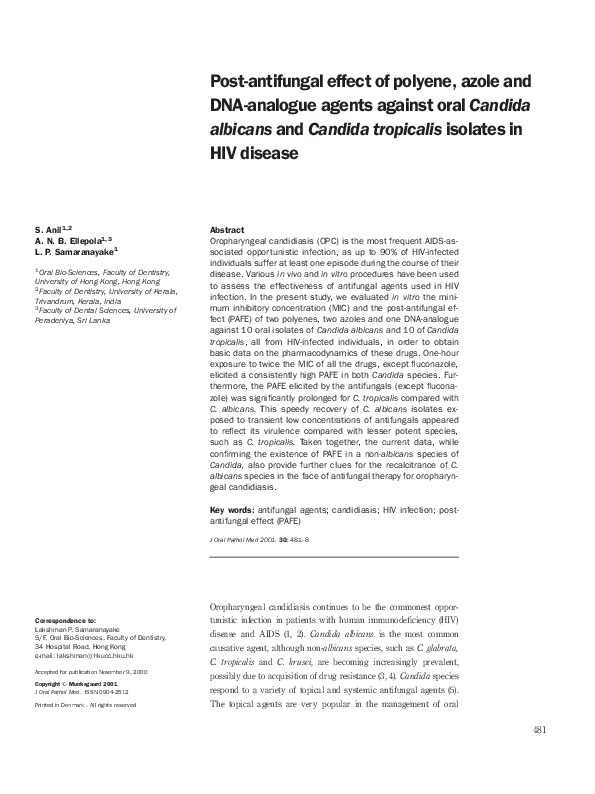(PDF) Post-antifungal effect of polyene, azole and DNA-analogue agents ...