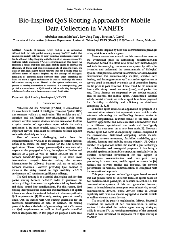 Pdf Bio Inspired Qos Routing Approach For Mobile Data Collection In