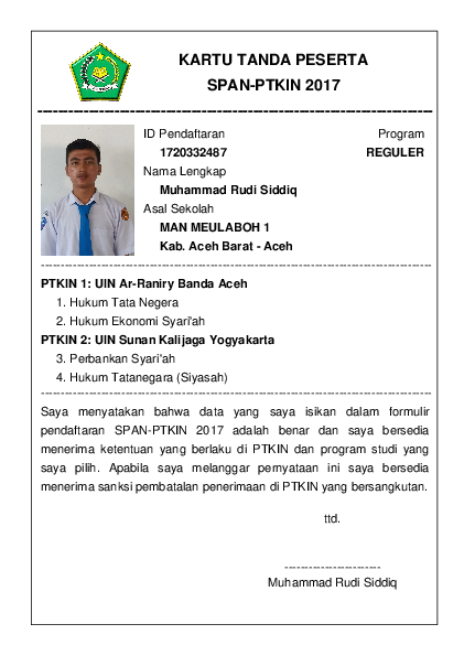 (PDF) KARTU TANDA PESERTA