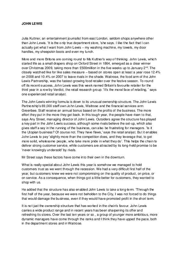 (DOC) JOHN LEWIS CASE STUDY