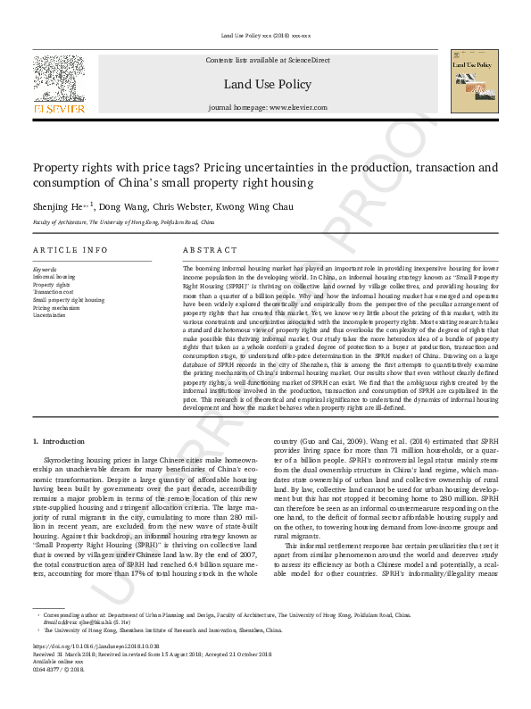 (PDF) Property rights with price tags? Pricing uncertainties in the ...