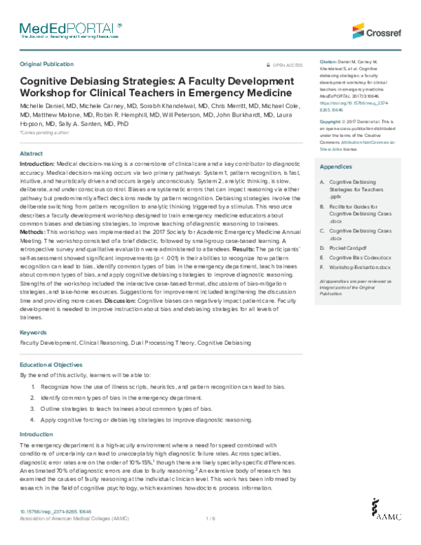 (PDF) Cognitive Debiasing Strategies: A Faculty Development Workshop ...
