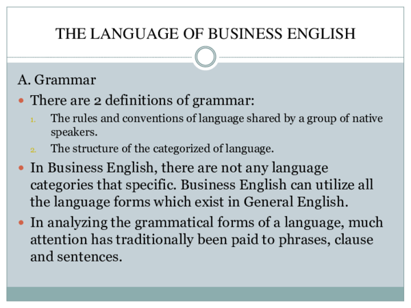(PPT) THE LANGUAGE OF BUSINESS ENGLISH