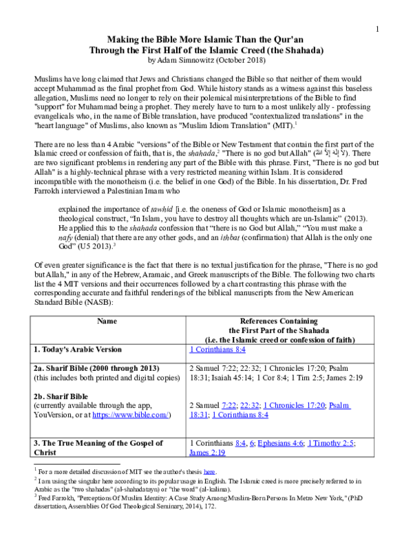 (DOC) Making the Bible More Islamic Than the Qur'an Through the First ...