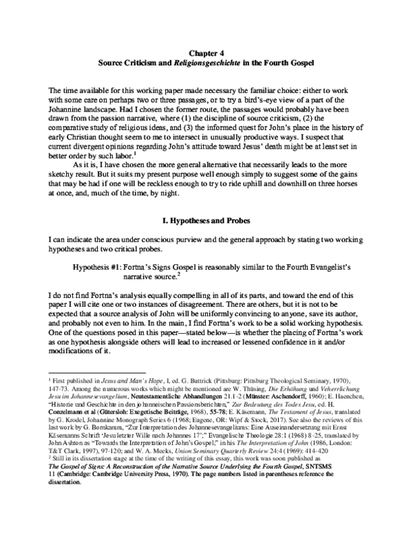 (DOC) "Source Criticism and Religionsgeschichte in the Fourth Gospel ...