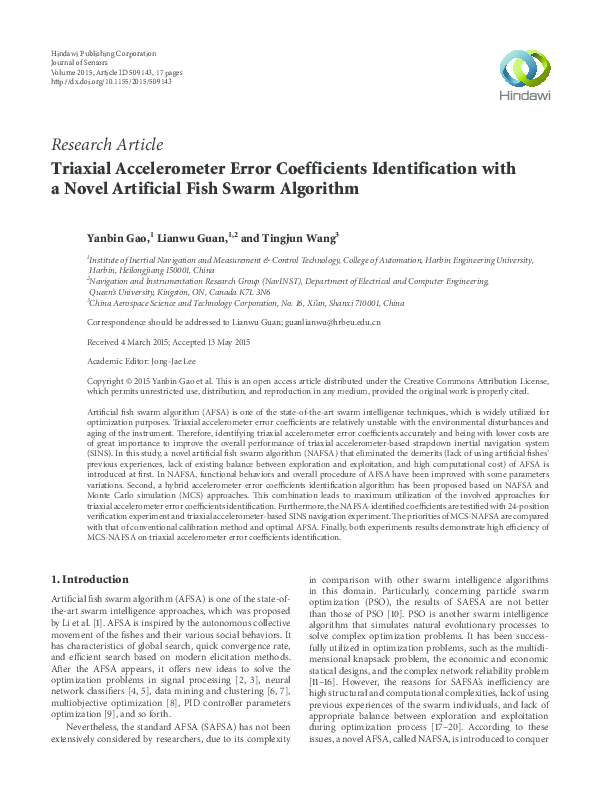 (PDF) Triaxial Accelerometer Error Coefficients Identification with a Novel Artificial Fish ...