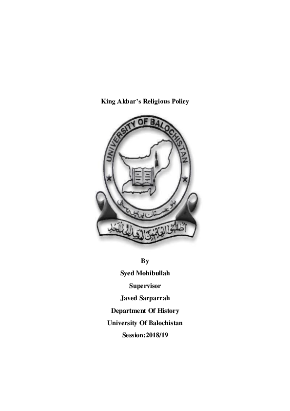 (DOC) King Akbar's Religious Policy