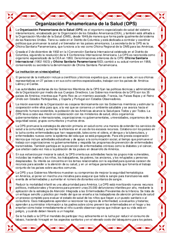 (DOC) Organización Panamericana de la Salud (OPS