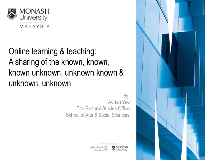 (PDF) Online learning & teaching: A sharing of the known, known, known ...