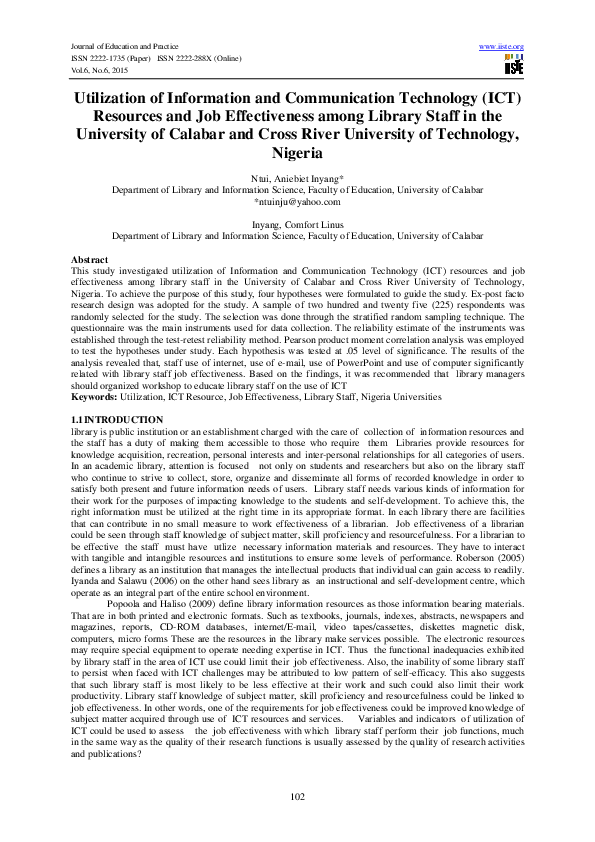 (PDF) Utilization of Information and Communication Technology (ICT ...