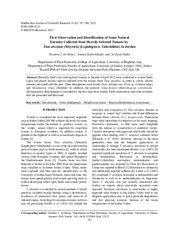 (PDF) First Observation and Identification of Some Natural Enemies Collected from Heavily ...