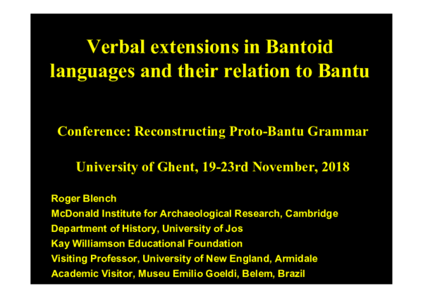 (PDF) Verbal extensions in Bantoid languages and their relation to ...