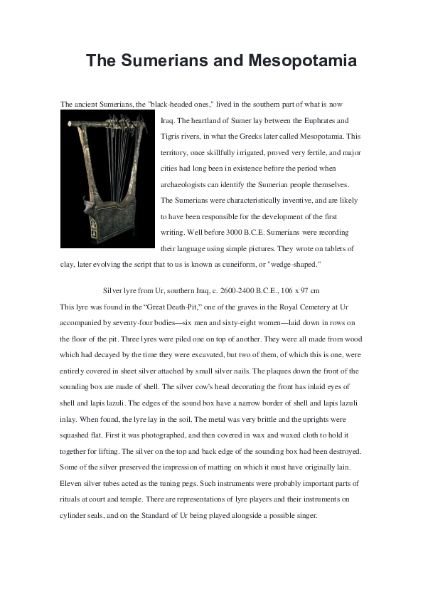 (DOC) The Sumerians and Mesopotamia