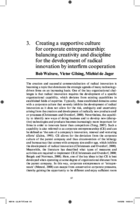 (PDF) Creating a Supportive Culture for Corporate Entrepreneurship ...