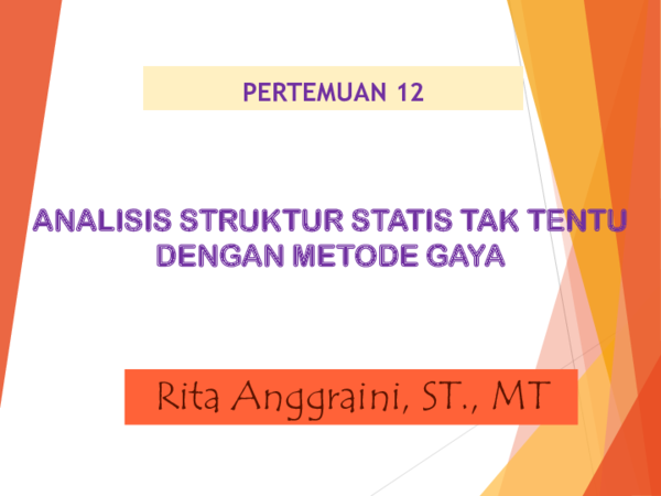 Pdf Analisis Struktur Statis Tak Tentu Dengan Metode Gaya
