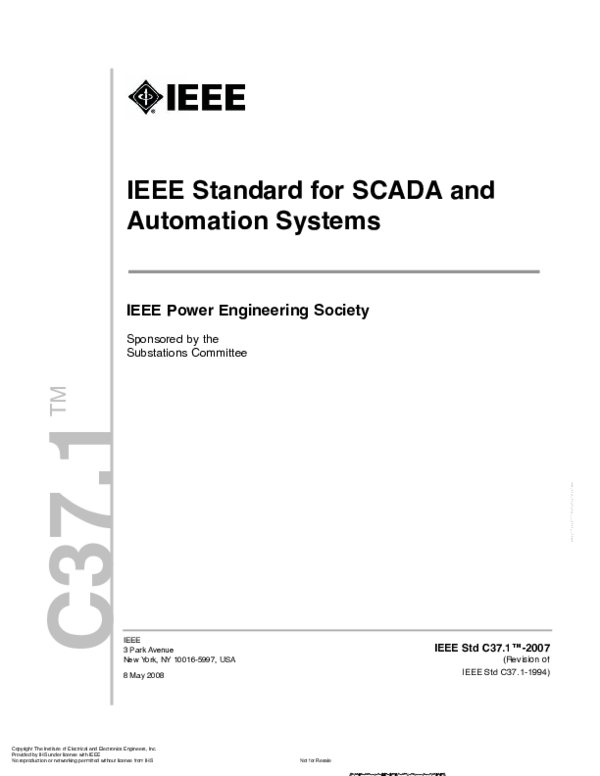 (PDF) IEEE Standard for SCADA and Automation Systems
